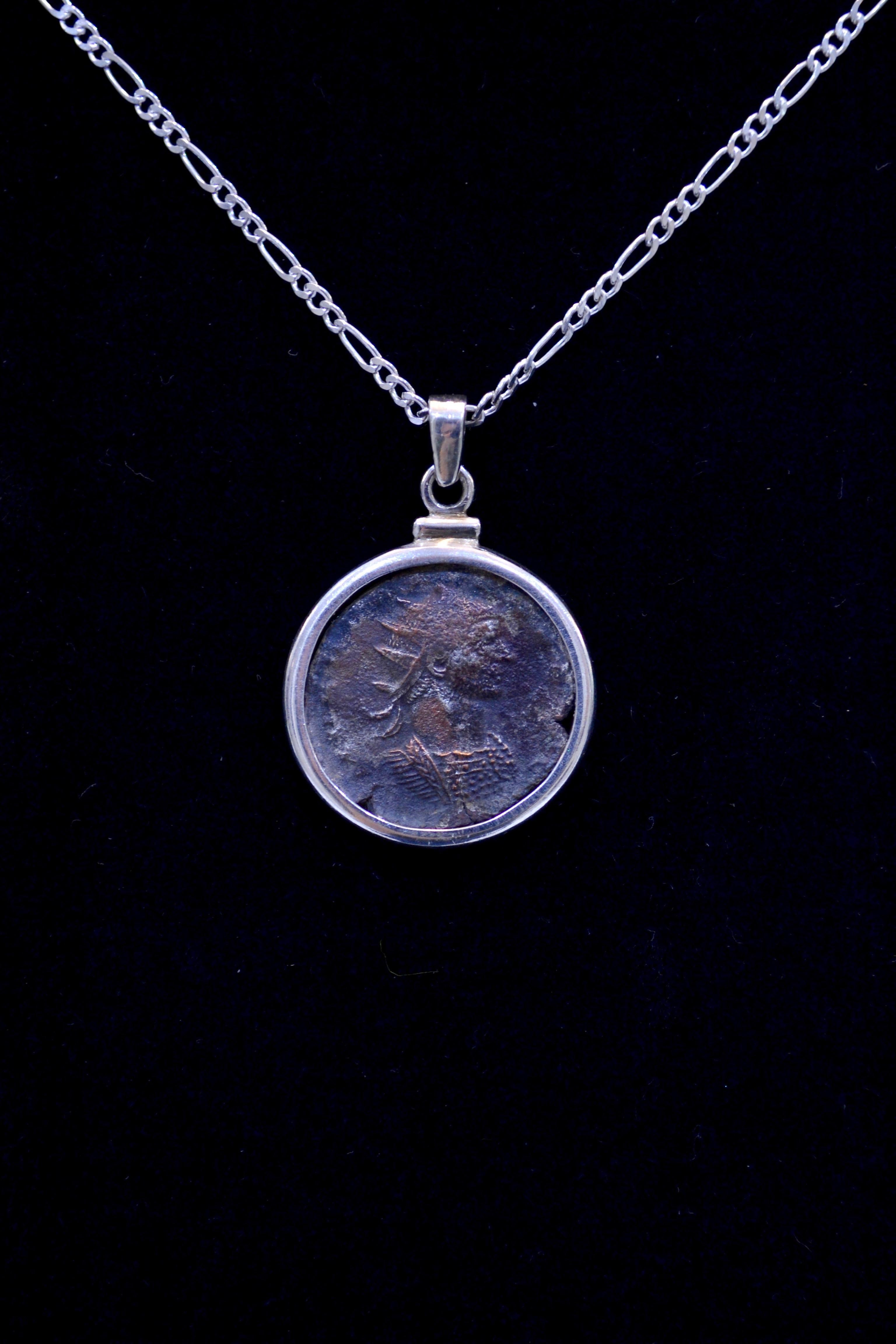 Authentic Roman Coin Silver Necklace at 1stDibs