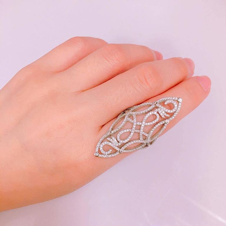 Long Diamond Gold Ring For Sale at 1stDibs