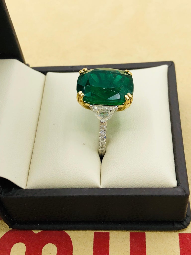 Emilio Jewelry 12.27 Carat Certified Genuine Emerald Diamond Ring For ...