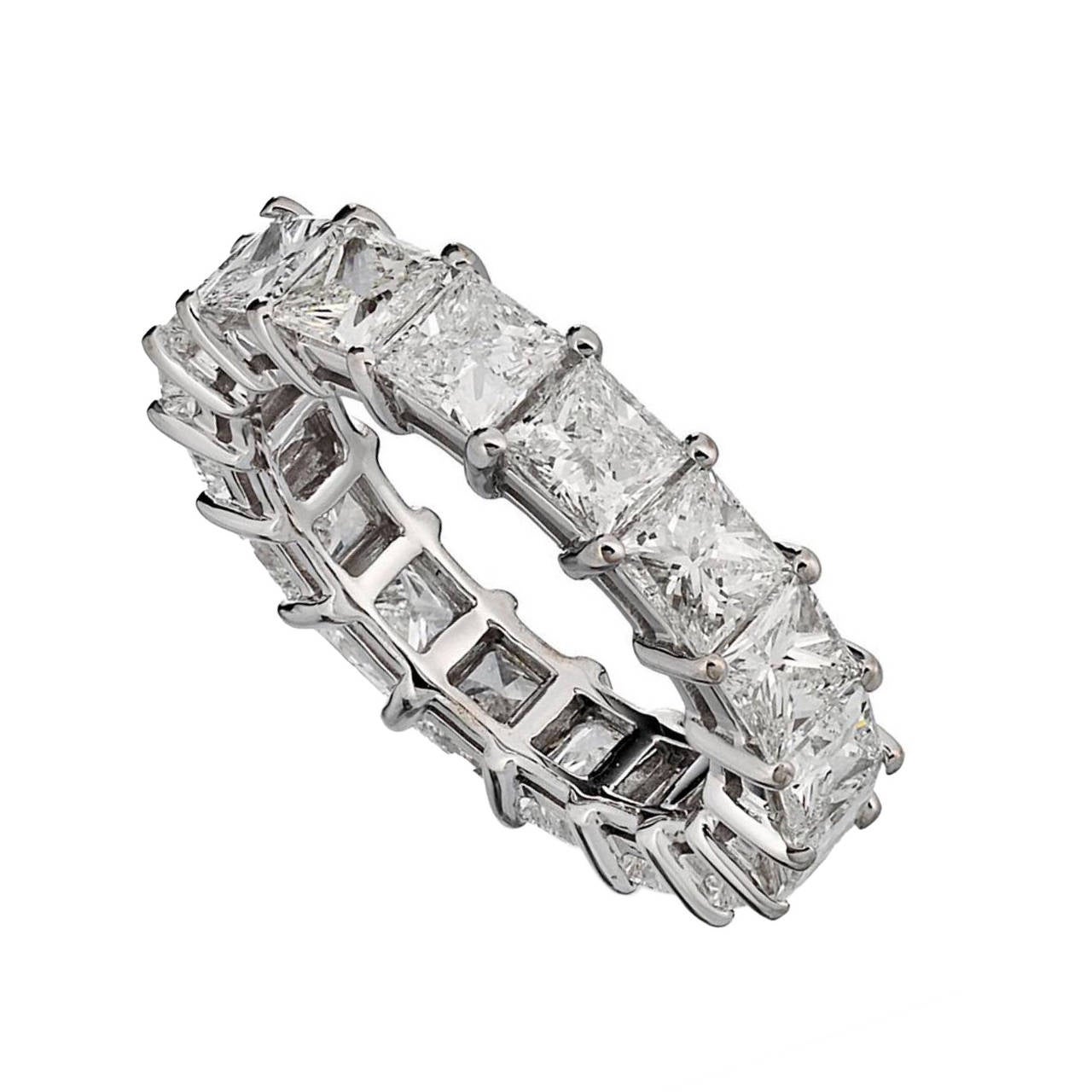 Princess Cut Diamond Gold Eternity Ring at 1stDibs