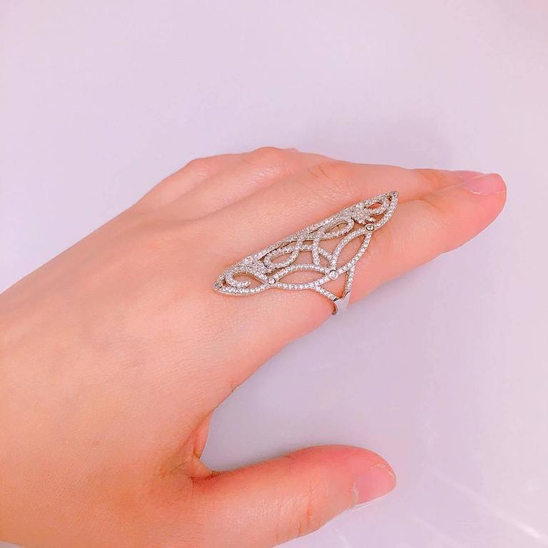 Long Diamond Gold Ring For Sale at 1stDibs