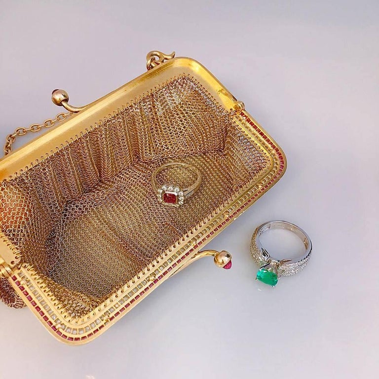 18 Karat Gold Ruby Diamond Purse at 1stDibs