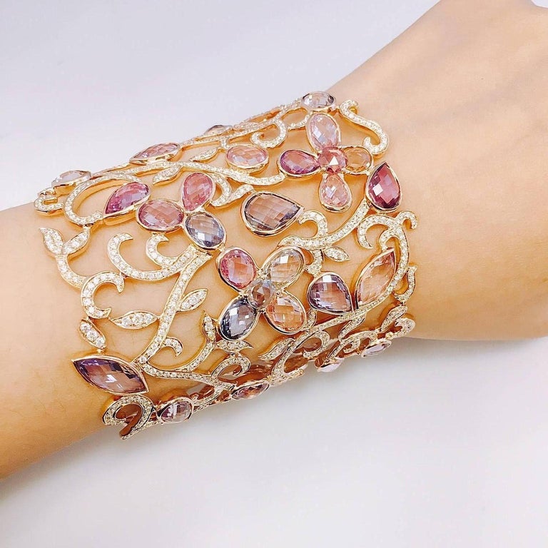 Emilio Jewelry 48.51 Carat Unique Fancy Diamond Bangle For Sale at 1stDibs