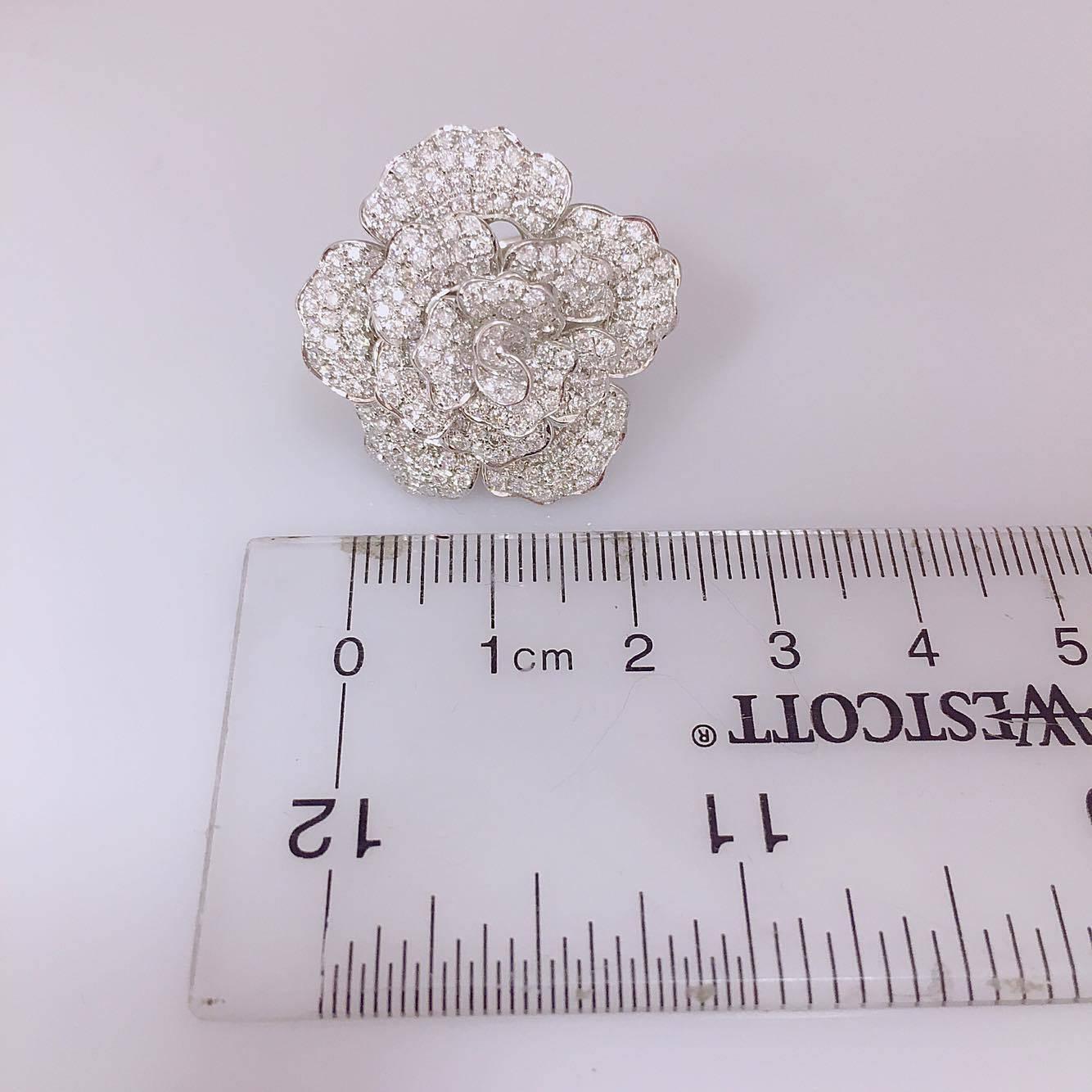 Micro Pave Diamond Flower Ring at 1stDibs | pave flower ring, diamond ...