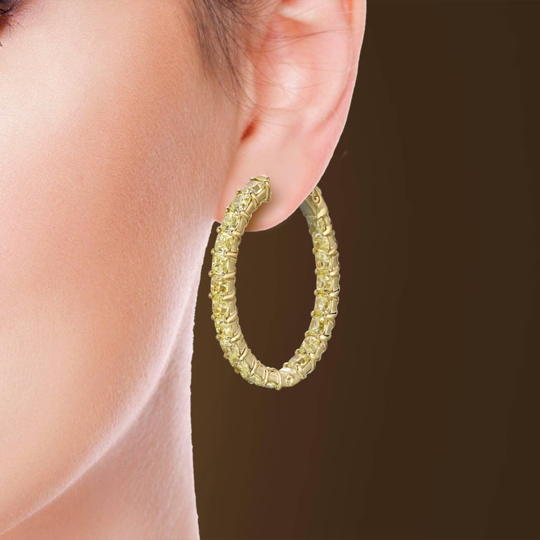 12.50 Carat Fancy Intense Diamond Hoops at 1stDibs