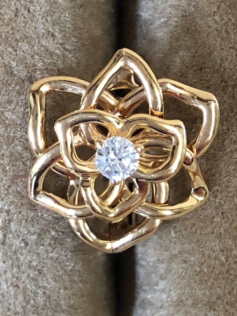 Piaget Rose Collection Gold Brilliant Cut Diamond Earrings at 1stDibs