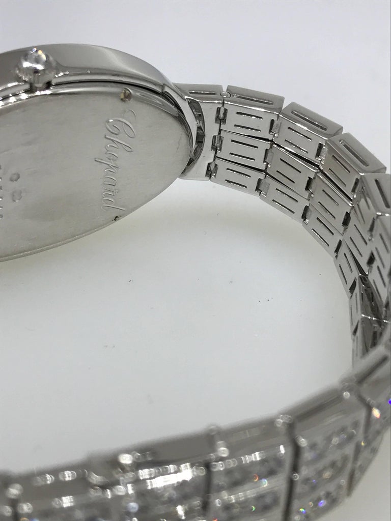 Chopard Ladies White Gold Pave Diamond Les Classiques Oval Wristwatch ...