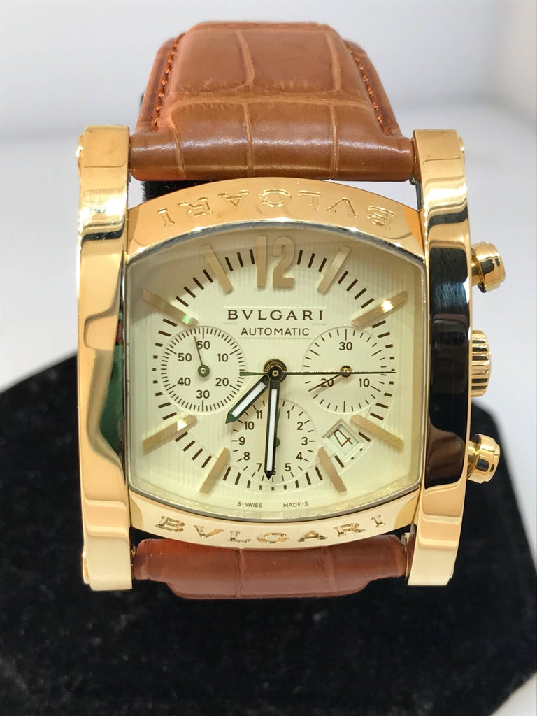 Bulgari Yellow Gold Assioma Chronograph Automatic Wristwatch at 1stDibs