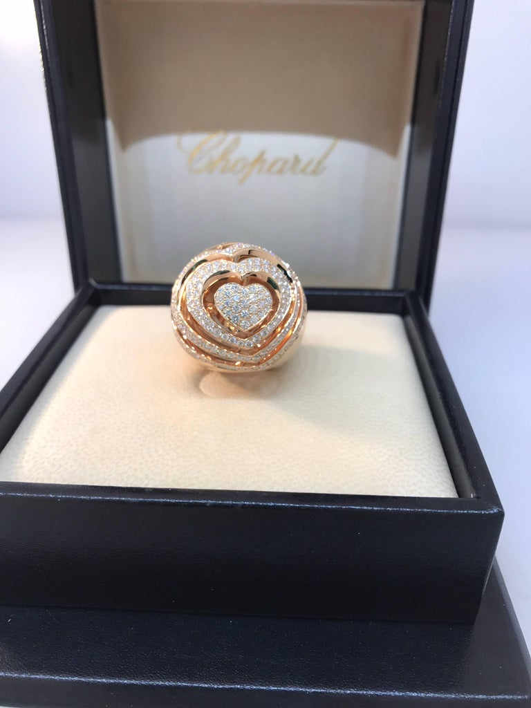 Chopard Xtravaganza Rose Gold Diamond Large Heart Dome Ring 82/7215 For ...