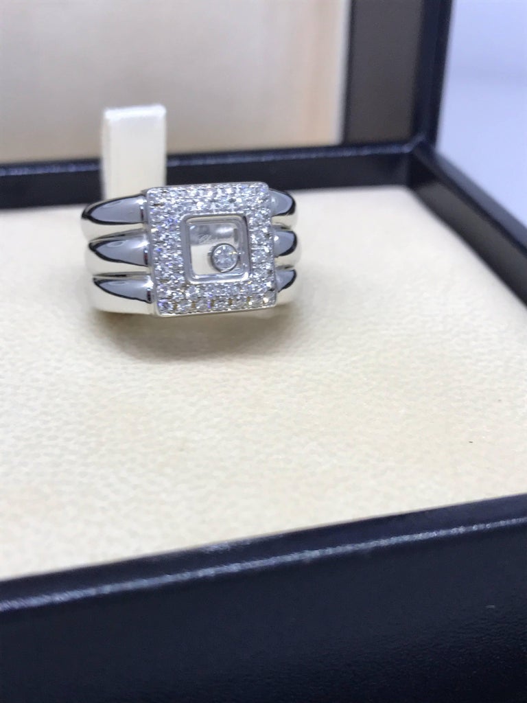 Chopard Happy Diamonds 18 Karat White Gold Square Ring 82/2347 For Sale ...