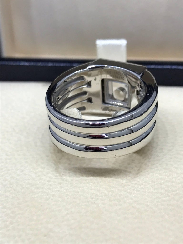 Chopard Happy Diamonds 18 Karat White Gold Square Ring 82/2347 For Sale ...