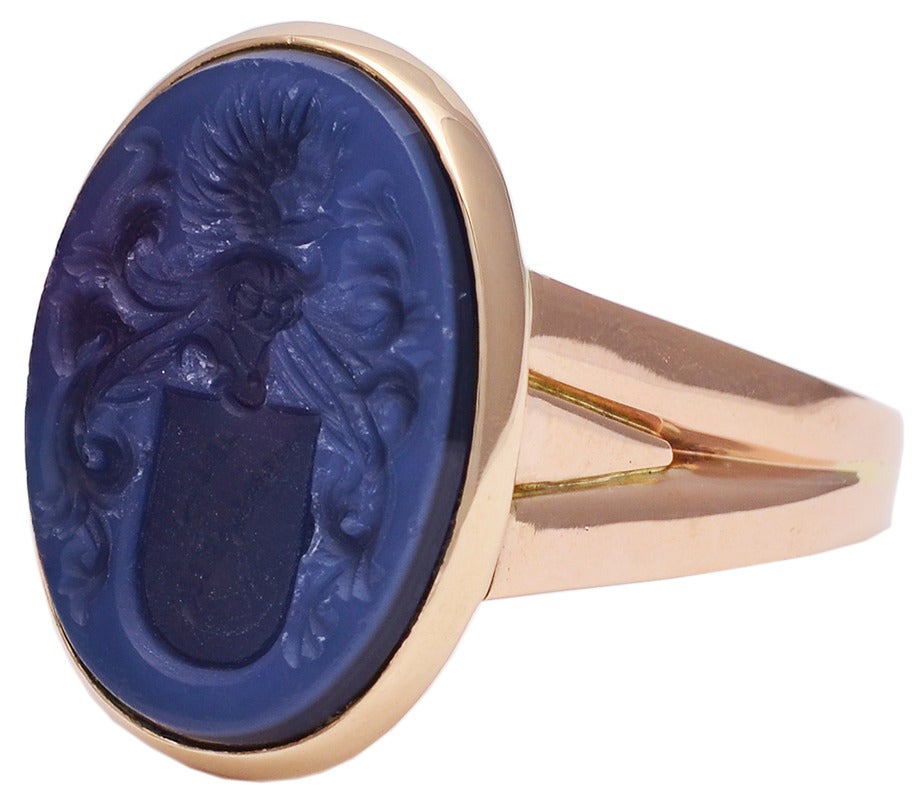 French Antique Lapis Gold Signet Ring at 1stDibs | french signet ring