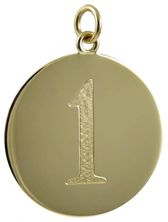Tiffany and Co. Large Gold Number One Charm Pendant at 1stDibs