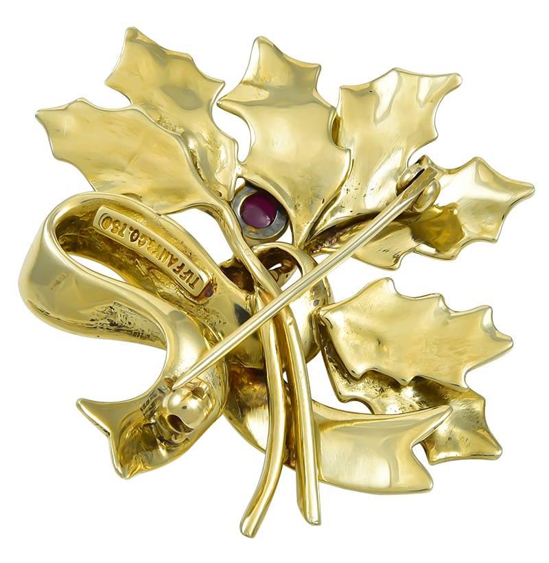Tiffany and Co. Gold Christmas Holly Pin at 1stDibs | gold christmas ...