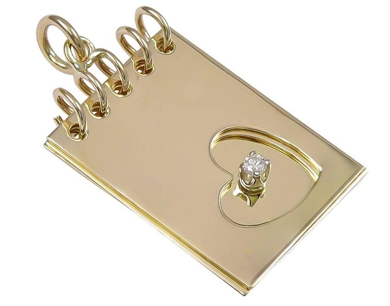 Adorable Gold Notepad Charm For Sale at 1stDibs