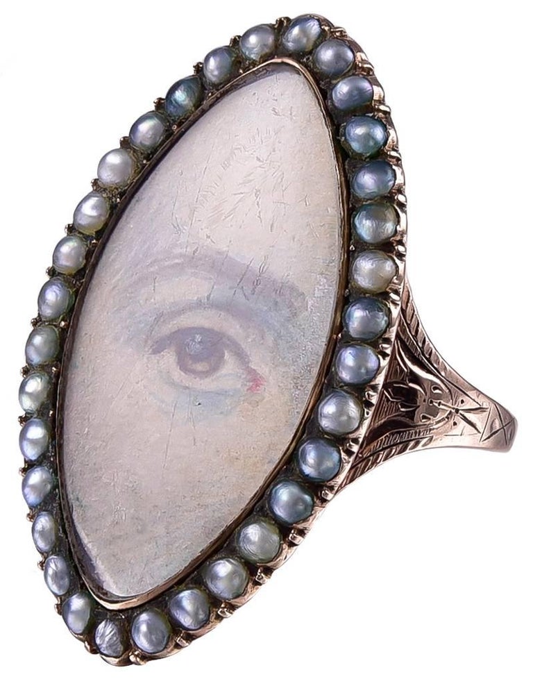 Antique Georgian Lover's Eye Pearl Gold Ring at 1stDibs | antique ...