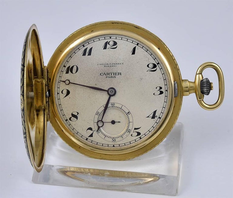 Cartier Yellow Gold Enamel Mechanical Pocket Watch at 1stdibs