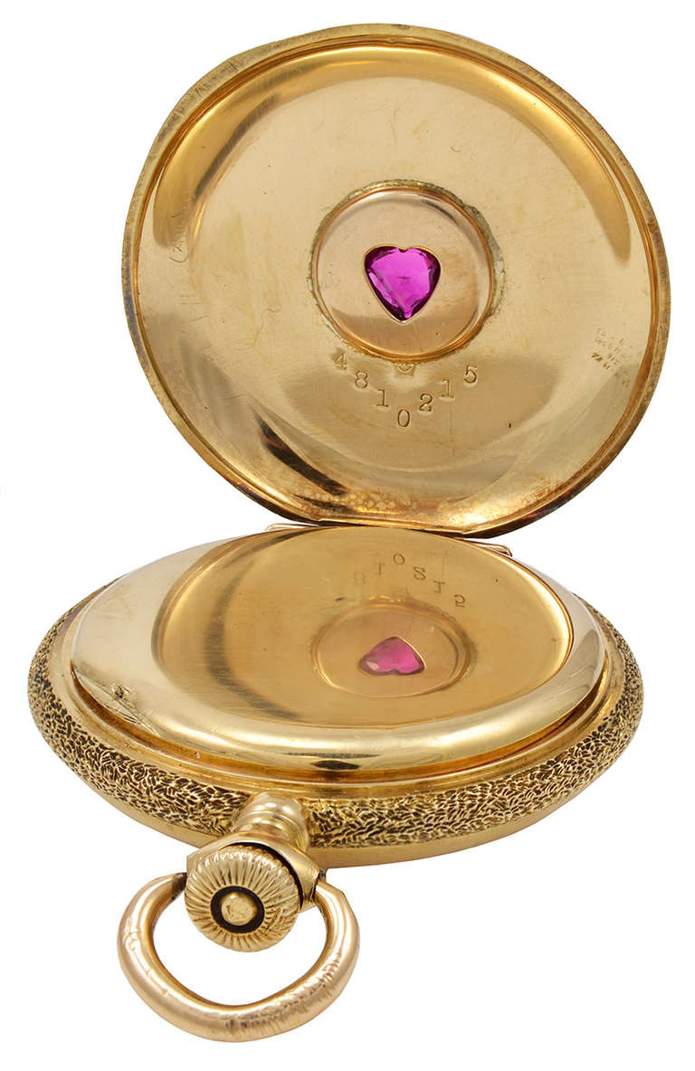 Agassiz Yellow Gold Pocket Watch with Heart-Shaped Ruby at 1stDibs ...