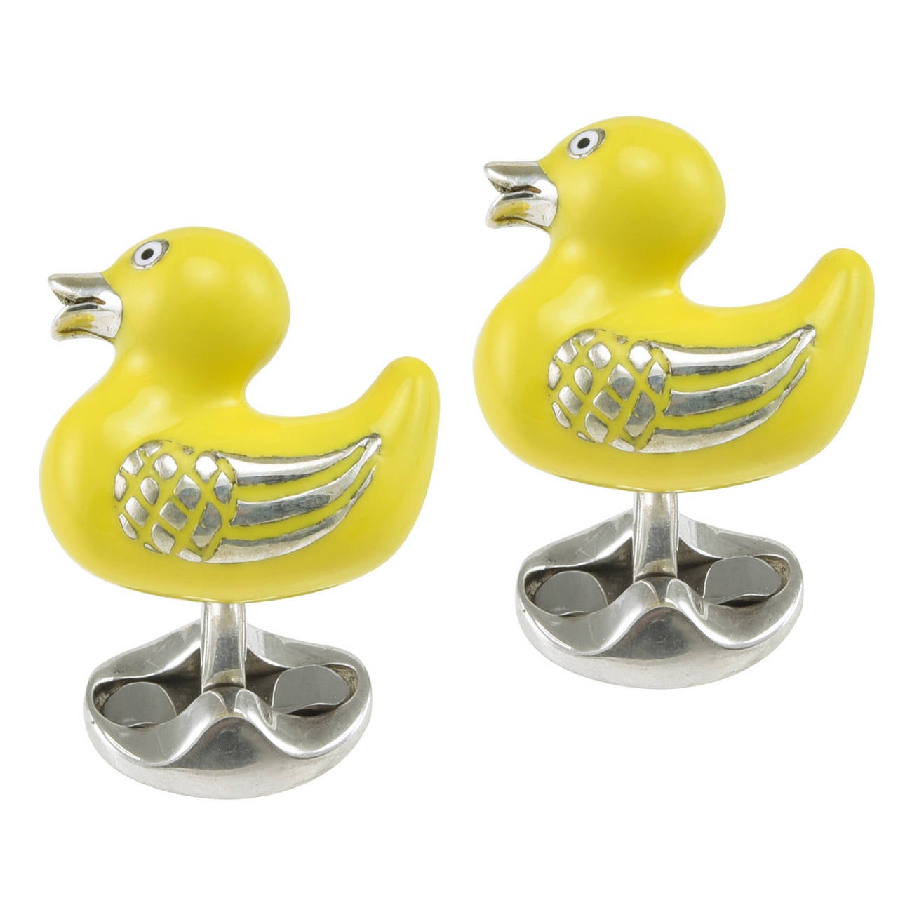 Deakin and Francis "Lucky Duck" Enamel Sterling Cufflinks at 1stDibs