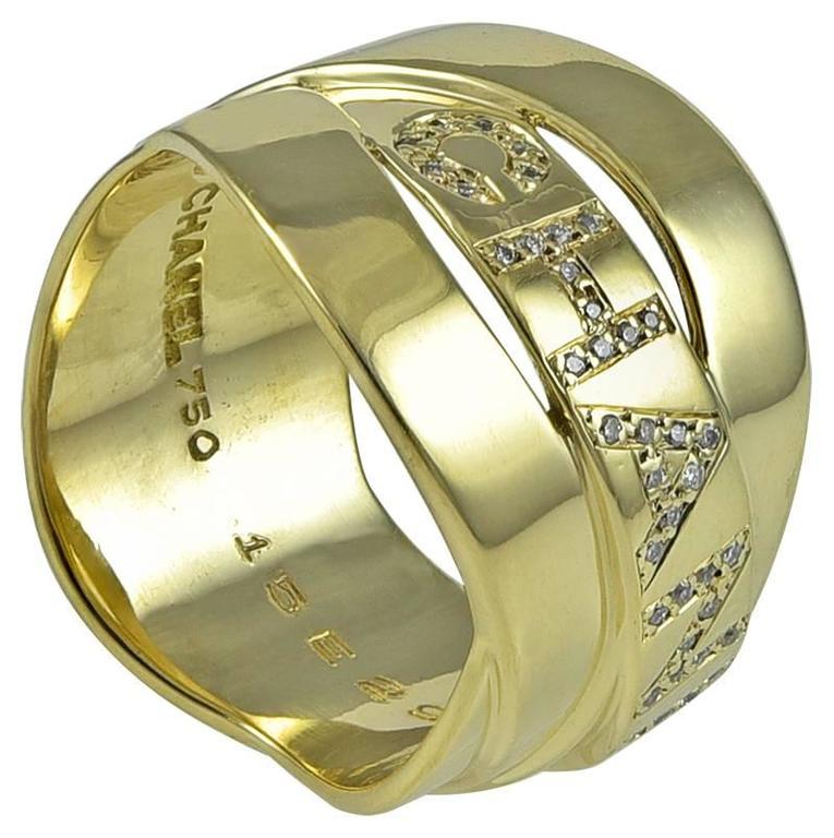 Chanel Diamond Gold band Ring at 1stDibs