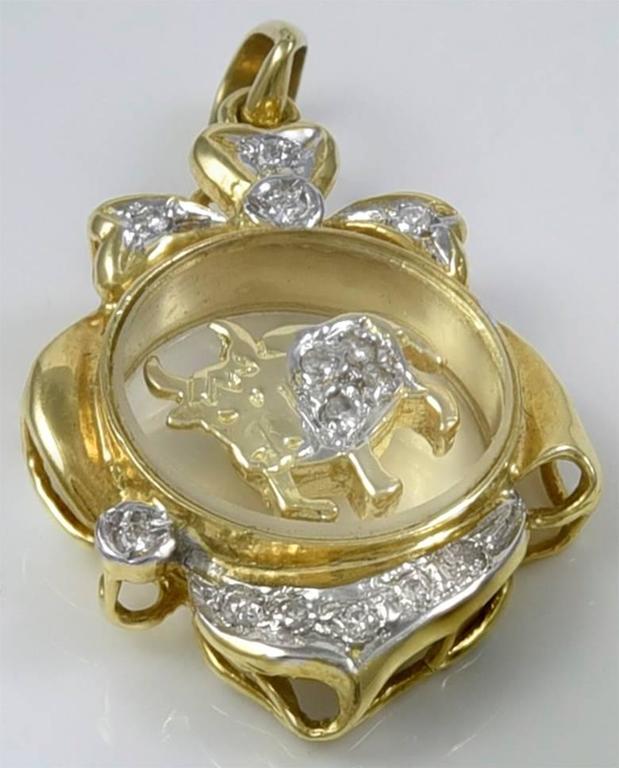 Taurus Diamond Gold Spinning Charm For Sale (Free Shipping) at 1stDibs