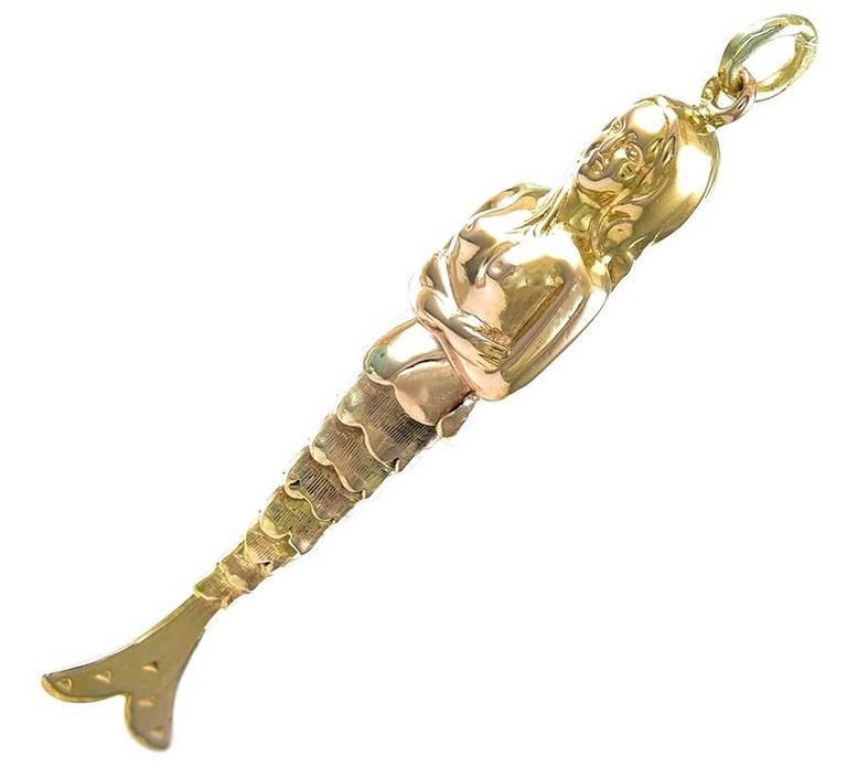 Gold Mermaid Charm at 1stDibs