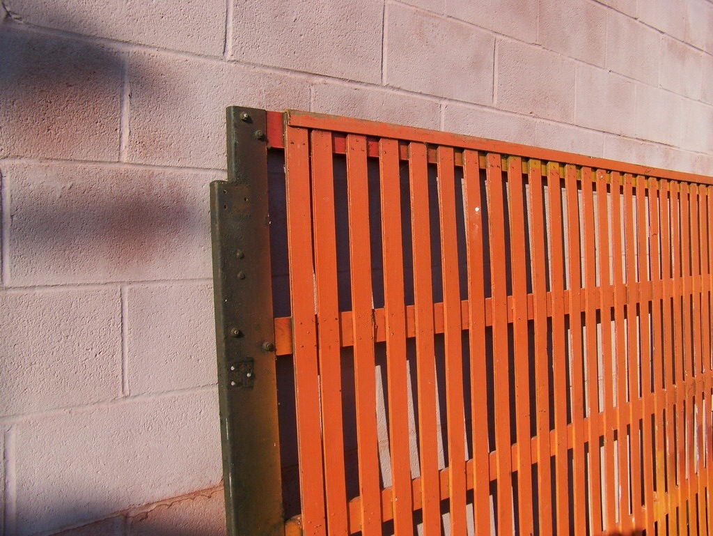 Antique Otis Oak Elevator Gate in Original Orange Color at 1stDibs