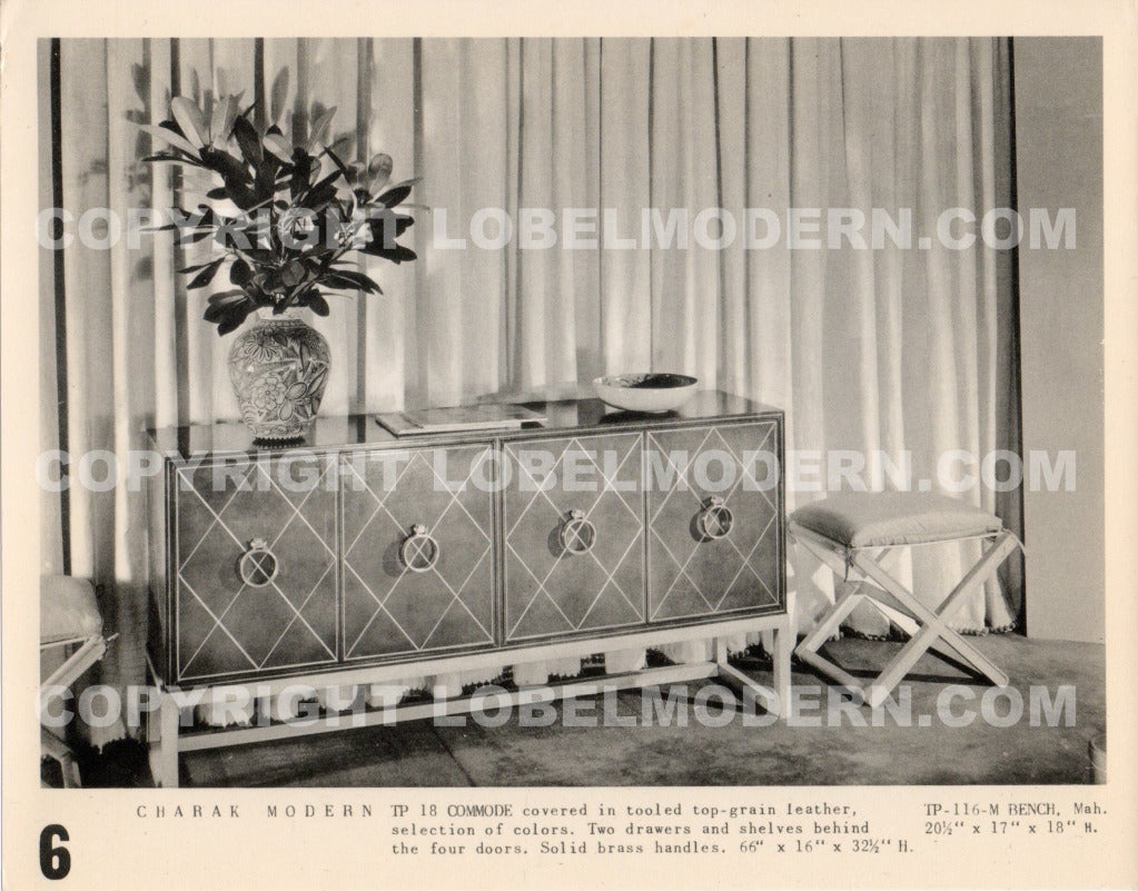 4 Door Tooled Leather Commode by Tommi Parzinger at 1stDibs