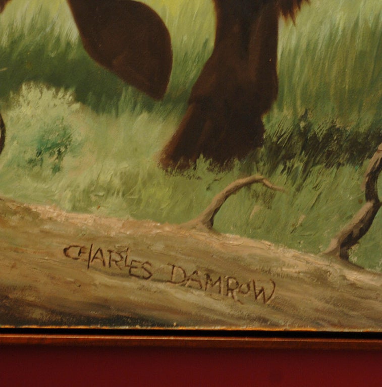 Rare Charles Damrow Oil Painting - Buffalo at 1stDibs