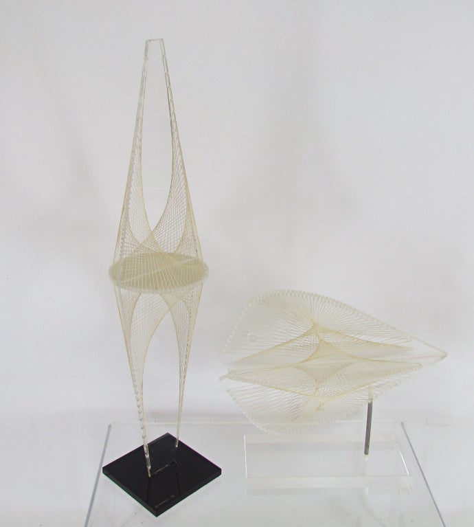Abstract Lucite and String Sculptures, in Manner of Naum Gabo at 1stDibs