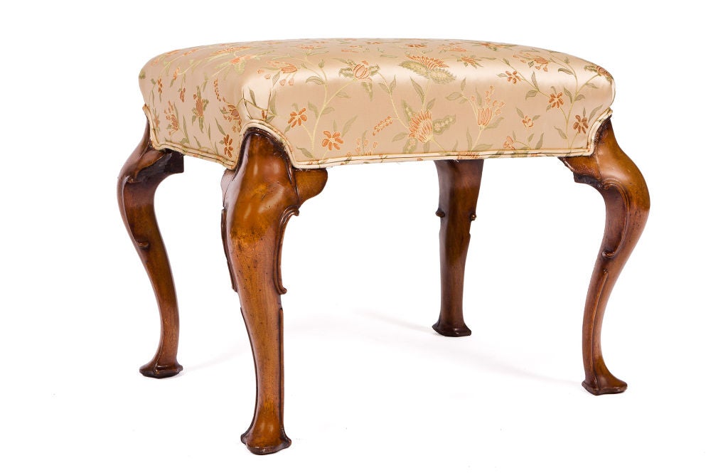 Pair of 19th Century Walnut Stools with Cabriole Legs and Trifid Feet ...