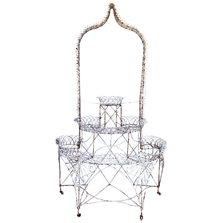 Antique Wire 3 Tier Plant Stand at 1stDibs | vintage wire plant stand ...