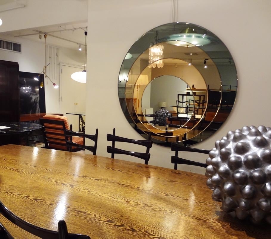 A Large Round Four Color Wall Mirror For Sale at 1stDibs