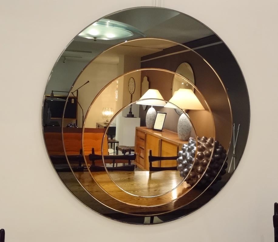 A Large Round Four Color Wall Mirror For Sale at 1stDibs