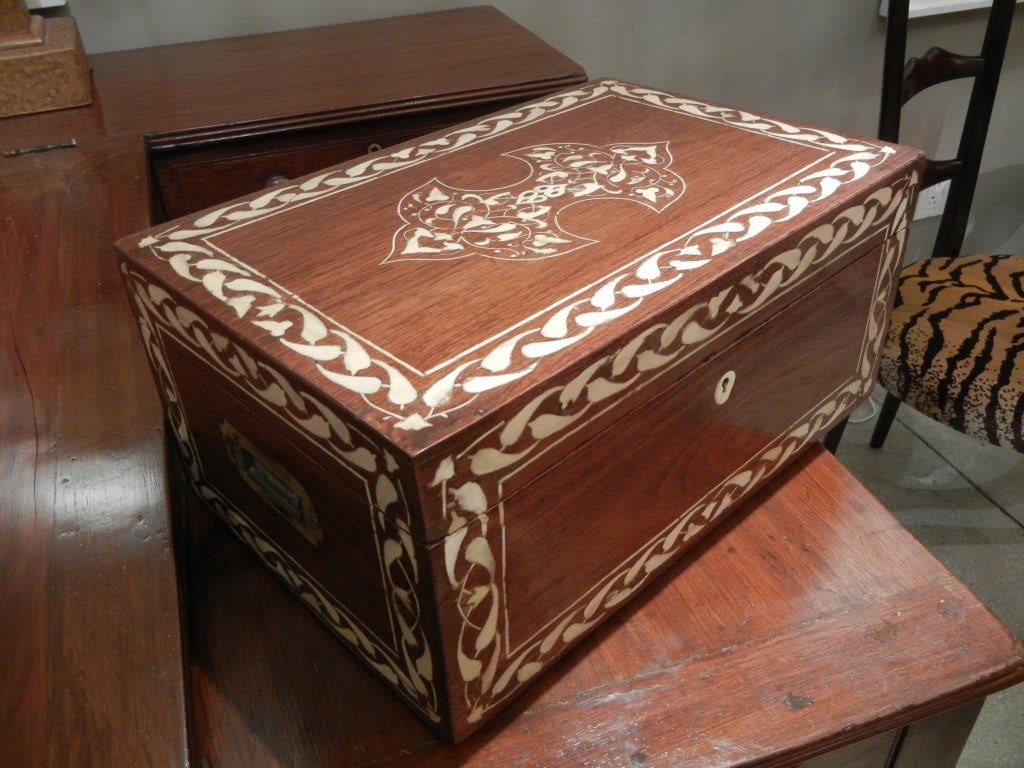Large Early 19th Century Anglo-Indian Teakwood Bone Inlaid Box For Sale ...