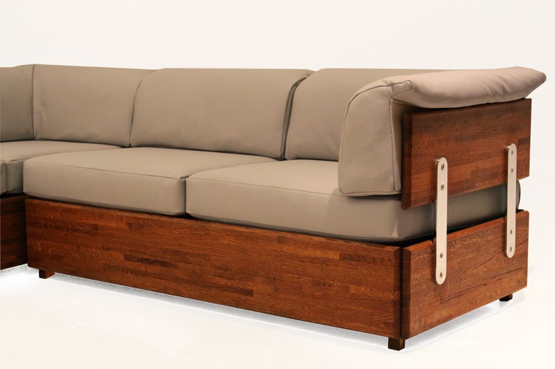 Rare Solid Stack Laminate Oak Sofa by Charles Gibilterra at 1stDibs