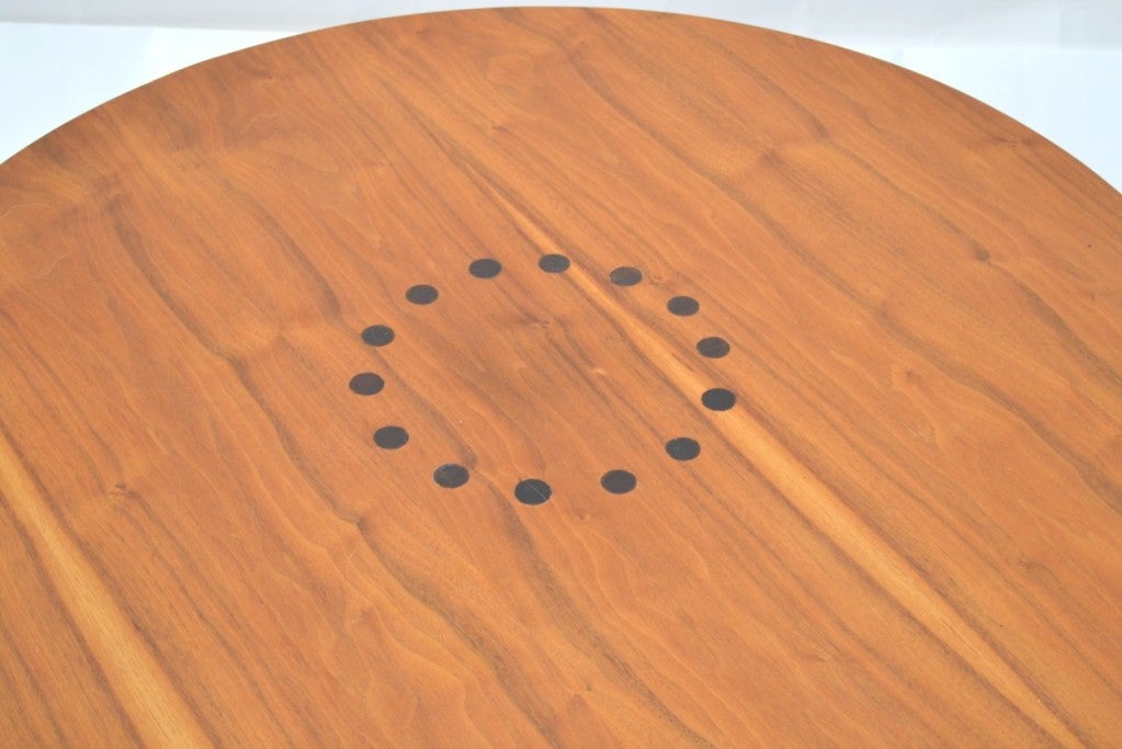 Mid Century Round Cocktail Table with Circle Inlay Design at 1stDibs