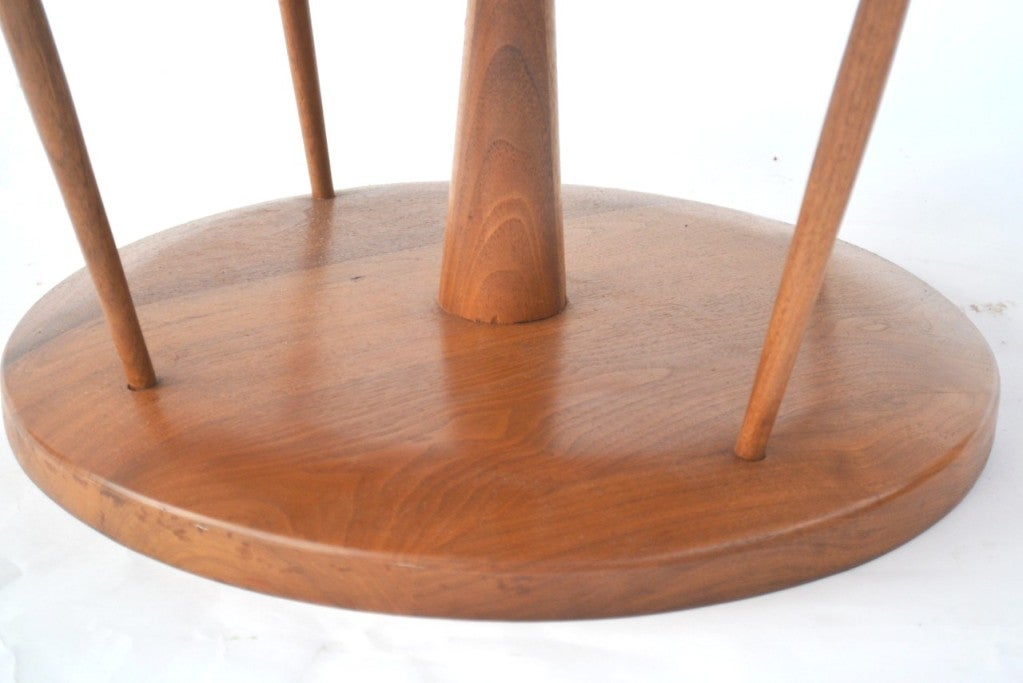 Mid Century Round Cocktail Table with Circle Inlay Design at 1stDibs