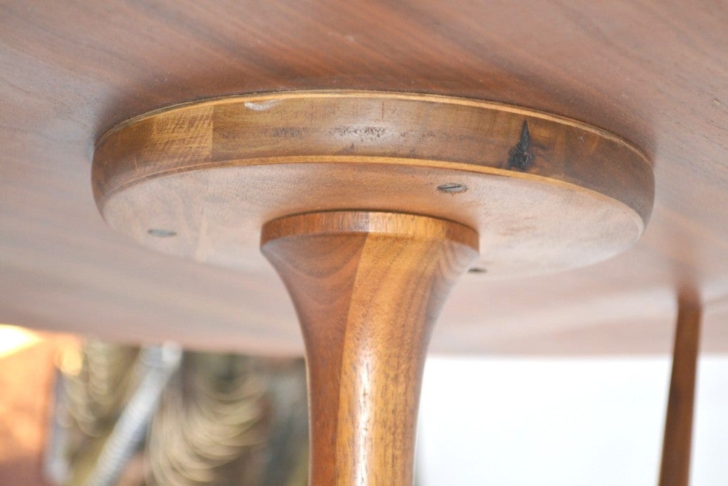 Mid Century Round Cocktail Table with Circle Inlay Design at 1stDibs