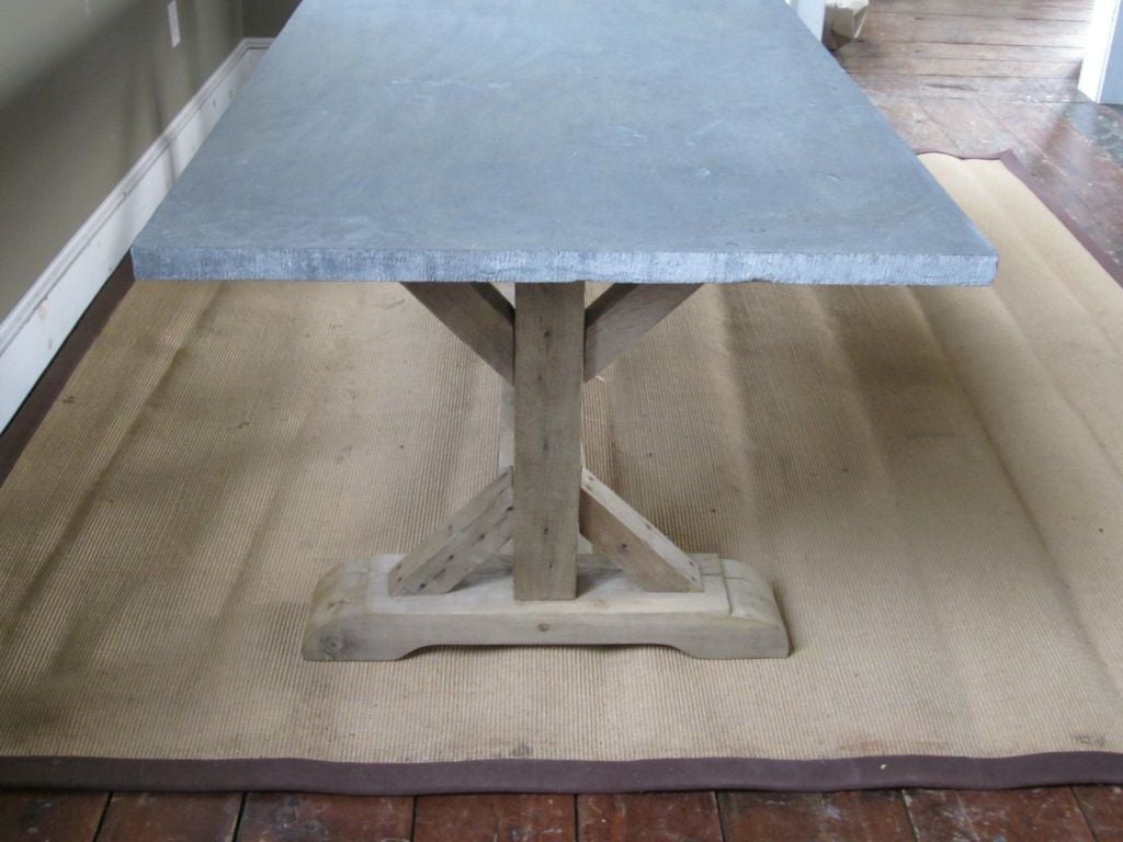 Bluestone Top Trestle Base Farm Table, Belgium, 19th Century Base ...