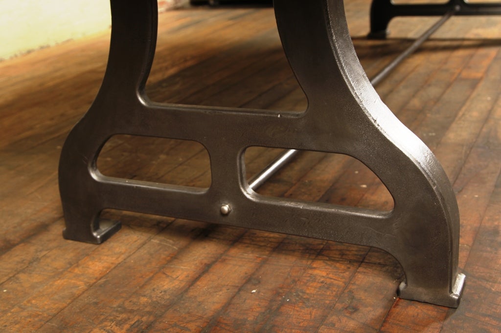 Industrial Plank Top Dining Table - Rough Sawn Pine Wood and Cast Iron ...