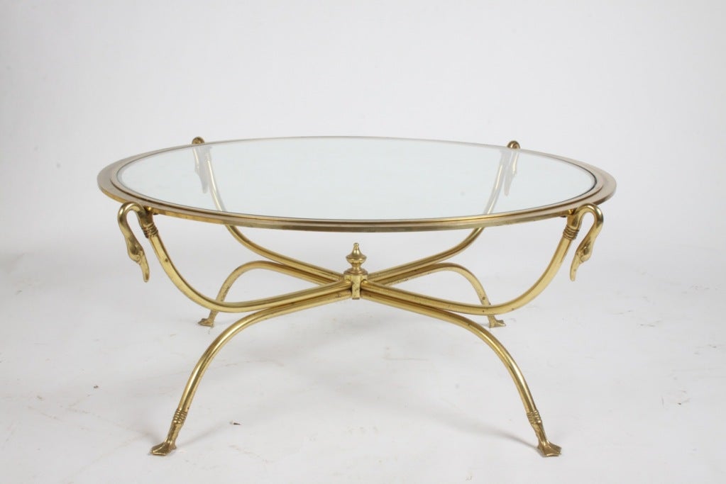 Italian Brass Swan Cocktail Table in style of Maison Bagues at 1stDibs ...