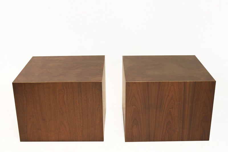 Pair of Large Bronze Topped Harry Lunstead Walnut Cubes at 1stDibs ...