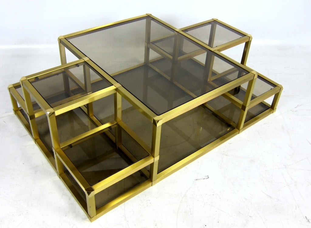 Large Multi-Level Brass Cocktail Table at 1stDibs | multi level coffee ...