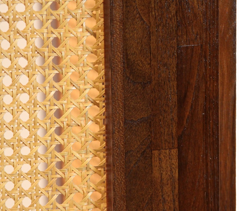 Massive Danish Modern Caned Solid Staved Teak Frame Folding Screen Room ...