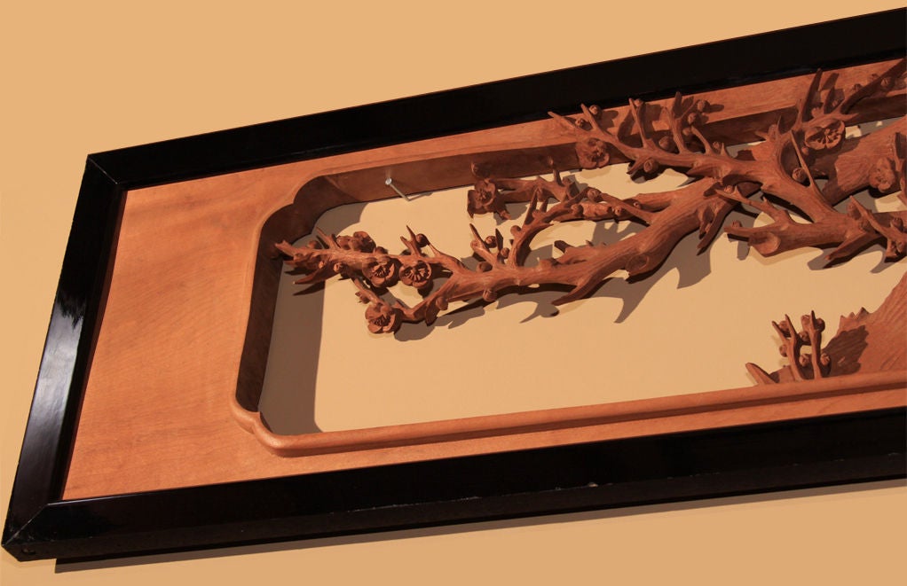 Japanese Carved Wood Architectural Transom at 1stDibs