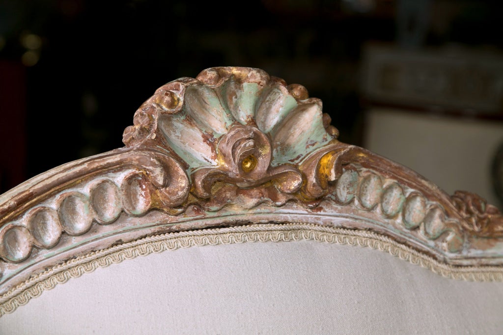 Pair of Painted French Rococo Style Bergere Chairs at 1stDibs