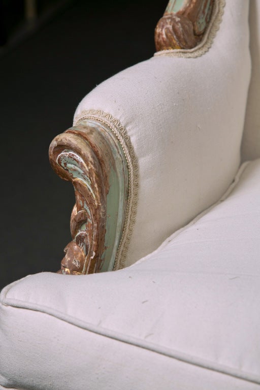 Pair of Painted French Rococo Style Bergere Chairs at 1stDibs