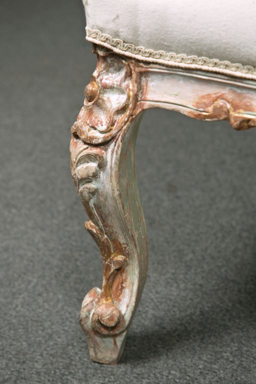 Pair of Painted French Rococo Style Bergere Chairs at 1stDibs