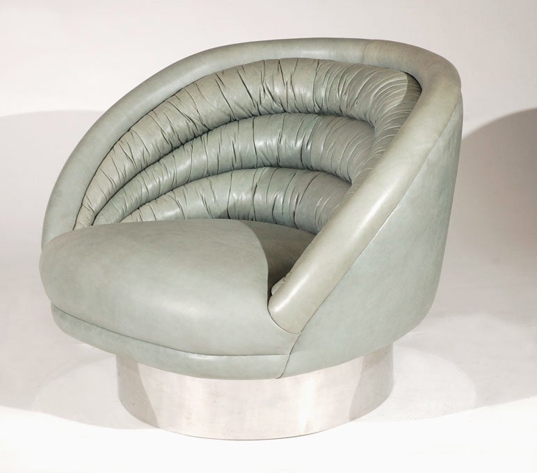 A Rare Channel Tufted Barrel Swivel Chair at 1stDibs